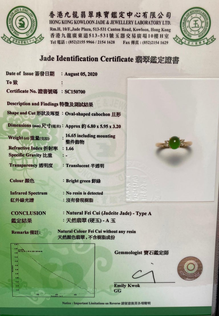 Certified Type A Jadeite Jade and Diamond Cocktail Ring, Best Imperial ...