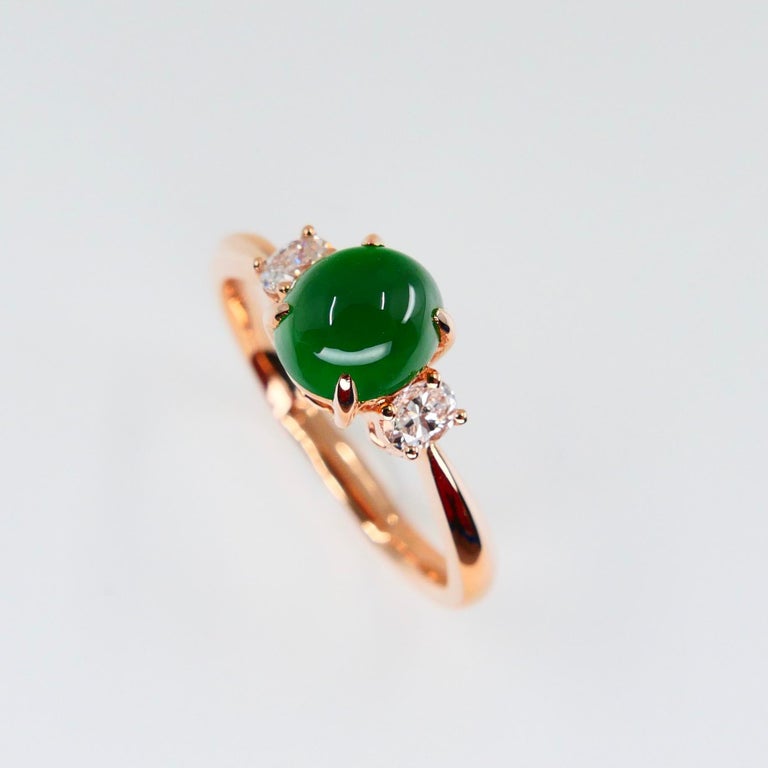 Certified Type A Jadeite Jade and Diamond Cocktail Ring, Best Imperial ...