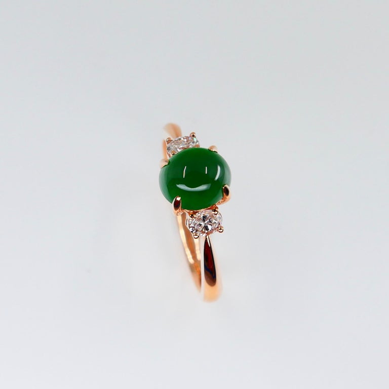 Certified Type A Jadeite Jade and Diamond Cocktail Ring, Best Imperial ...