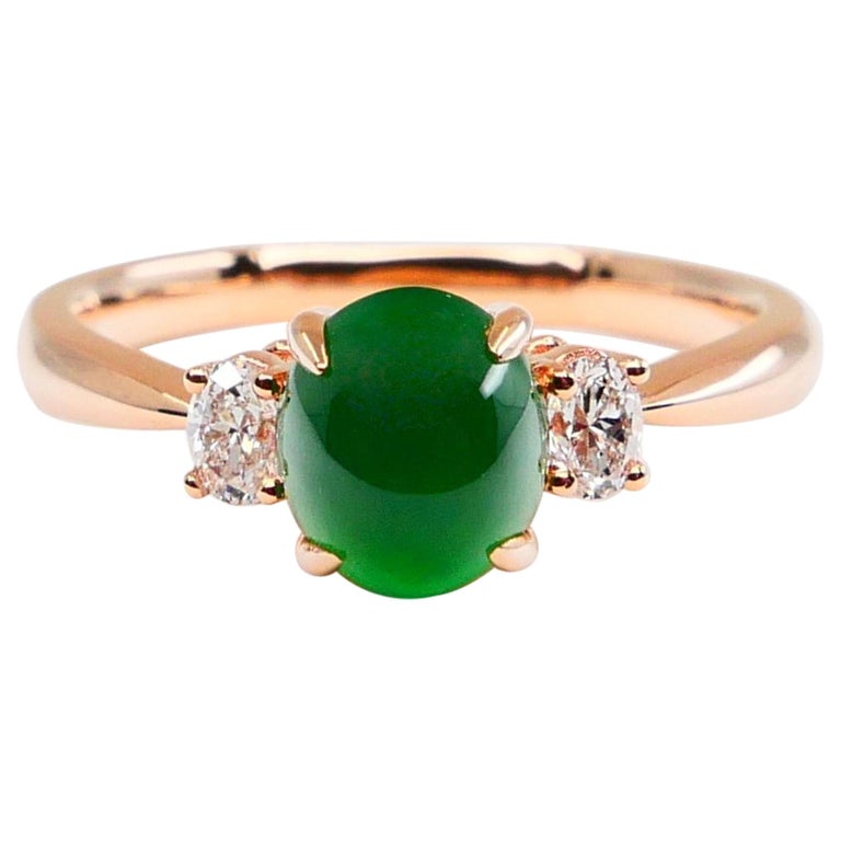 Certified Type A Jadeite Jade and Diamond Cocktail Ring, Best Imperial ...
