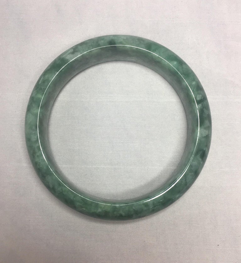 Certified Untreated Jadeite Jade Bangle Bracelet Mottled Green 88.5g at ...