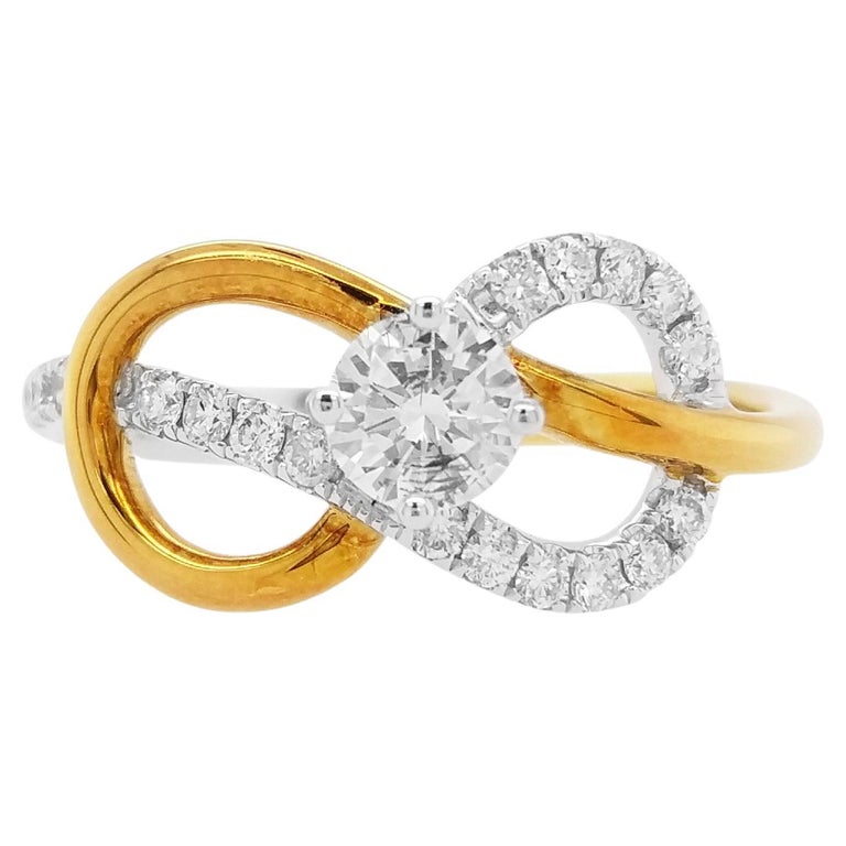 Certified White Diamond 2-Tone 18K Gold Engagement Ring For Sale at 1stDibs