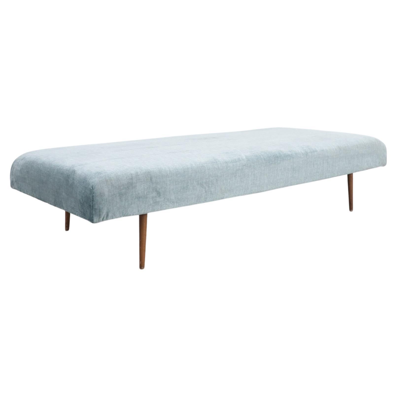 Restored Mid-Century Modern Daybed in Navy Blue Velvet with Chrome ...
