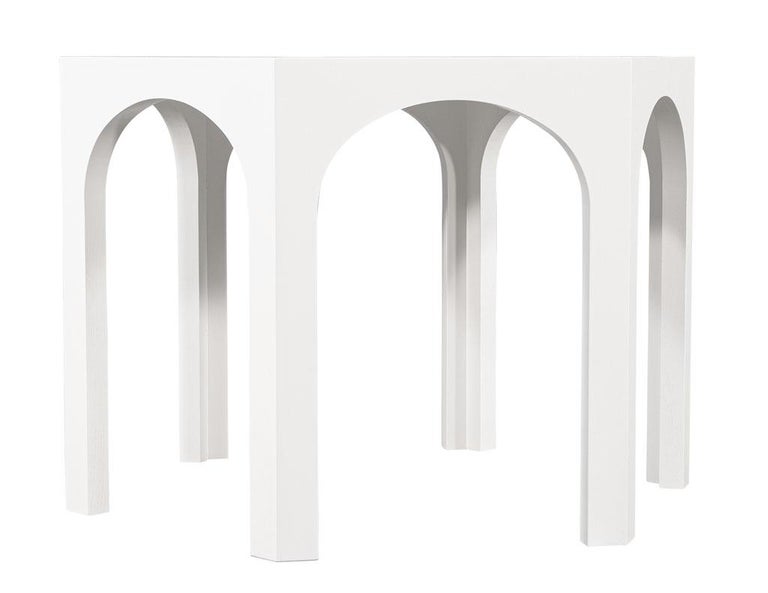 Cerused Oak Modern Hexagon Center Hall Foyer Table White Lacquer For ...