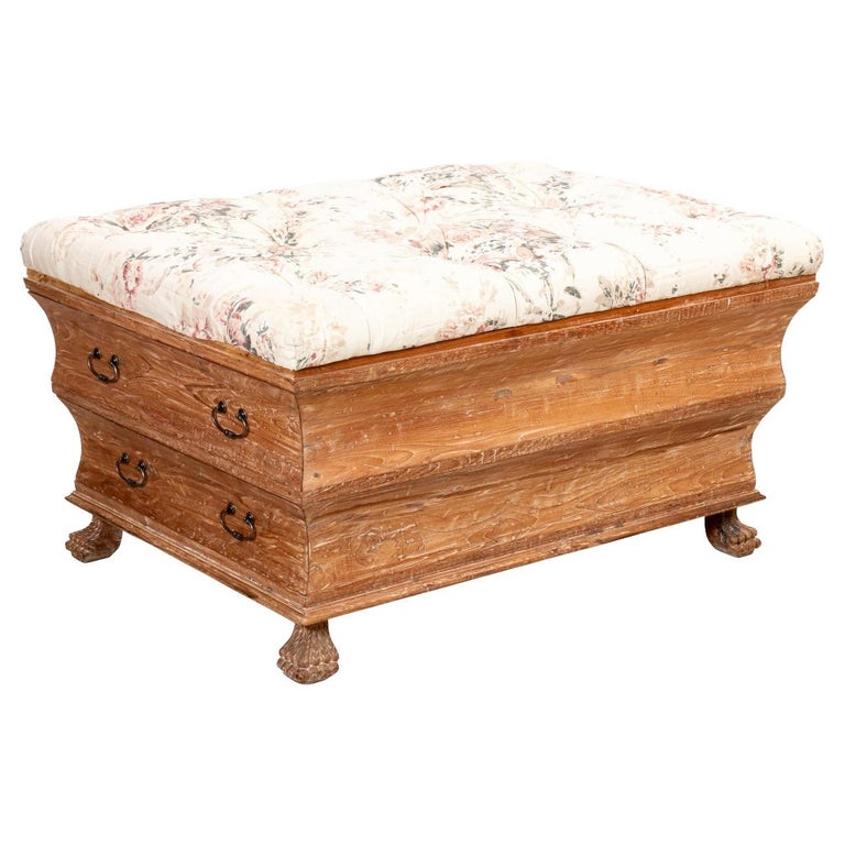 Cerused Tufted Ottoman For Sale at 1stDibs