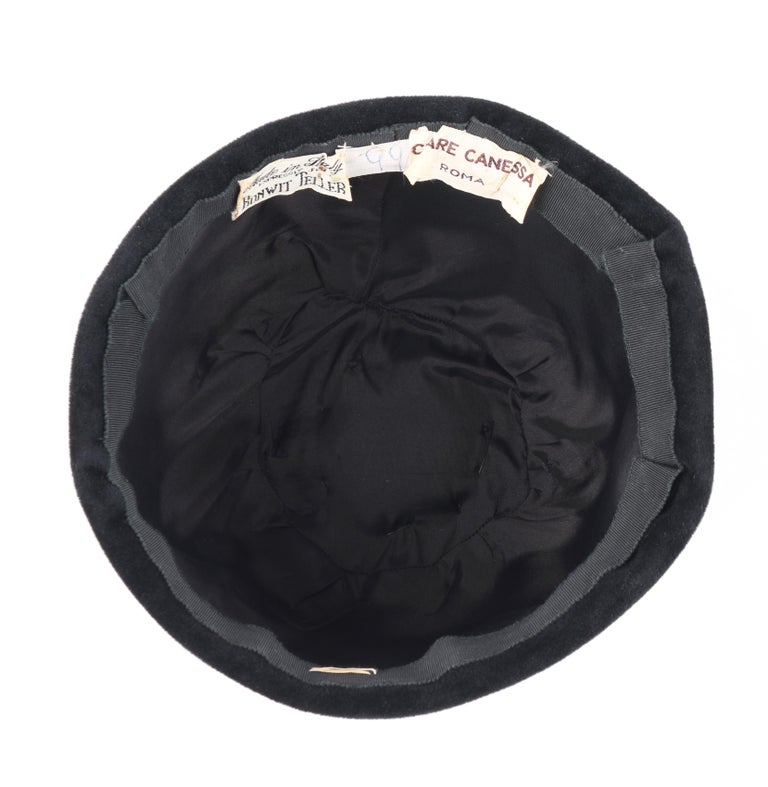 CESARE CANESSA c.1950's Haute Couture Numbered Black Velvet Sculptural ...