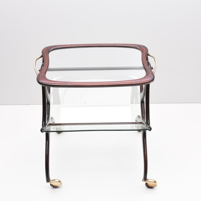 Cesare Lacca Mid-Century Modern Wood Magazine Rack and Bar Cart, 1950s ...