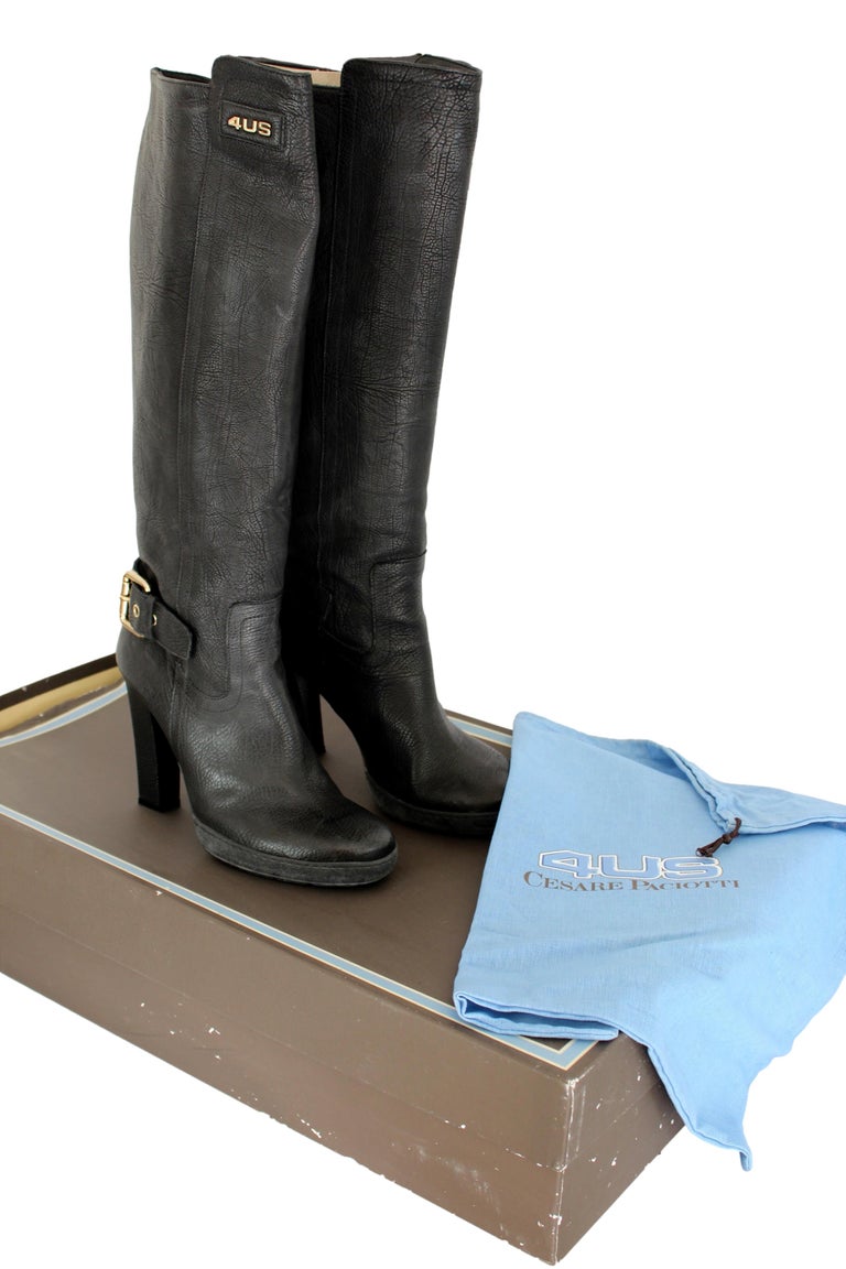 Cesare Paciotti Black Leather Boots For Sale at 1stDibs