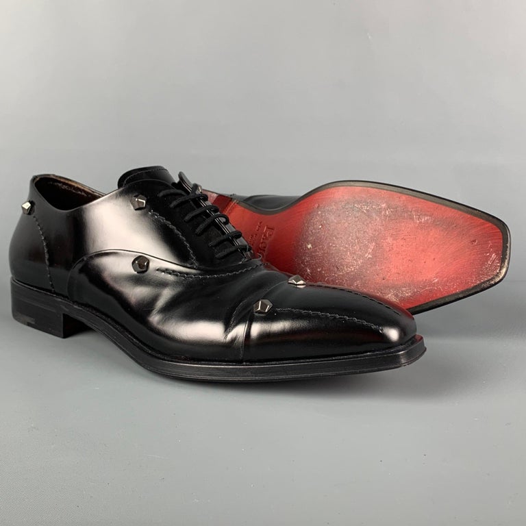 CESARE PACIOTTI Size 10 Black Studded Leather Lace Up Shoes For Sale at ...