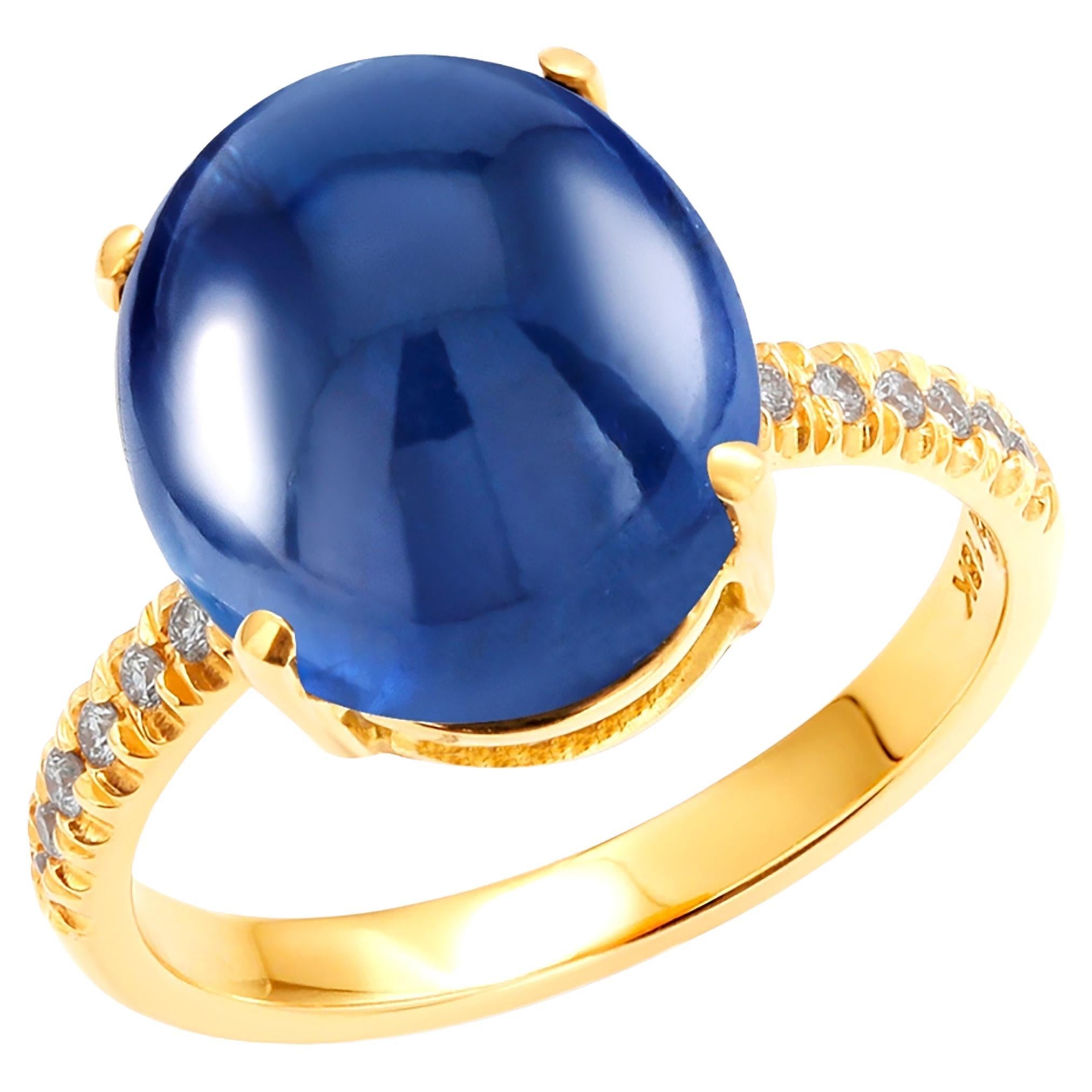 Contemporary Ceylon Sapphire Diamond Yellow Gold Georgian Style Ring ...