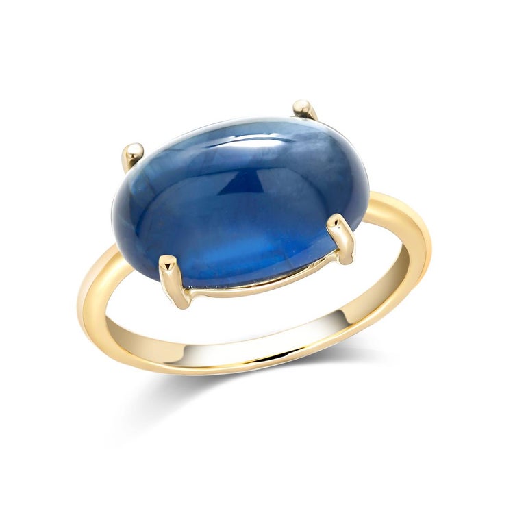 Ceylon Cabochon Sapphire Yellow Gold Fashion 18 Karat Gold Ring at 1stDibs