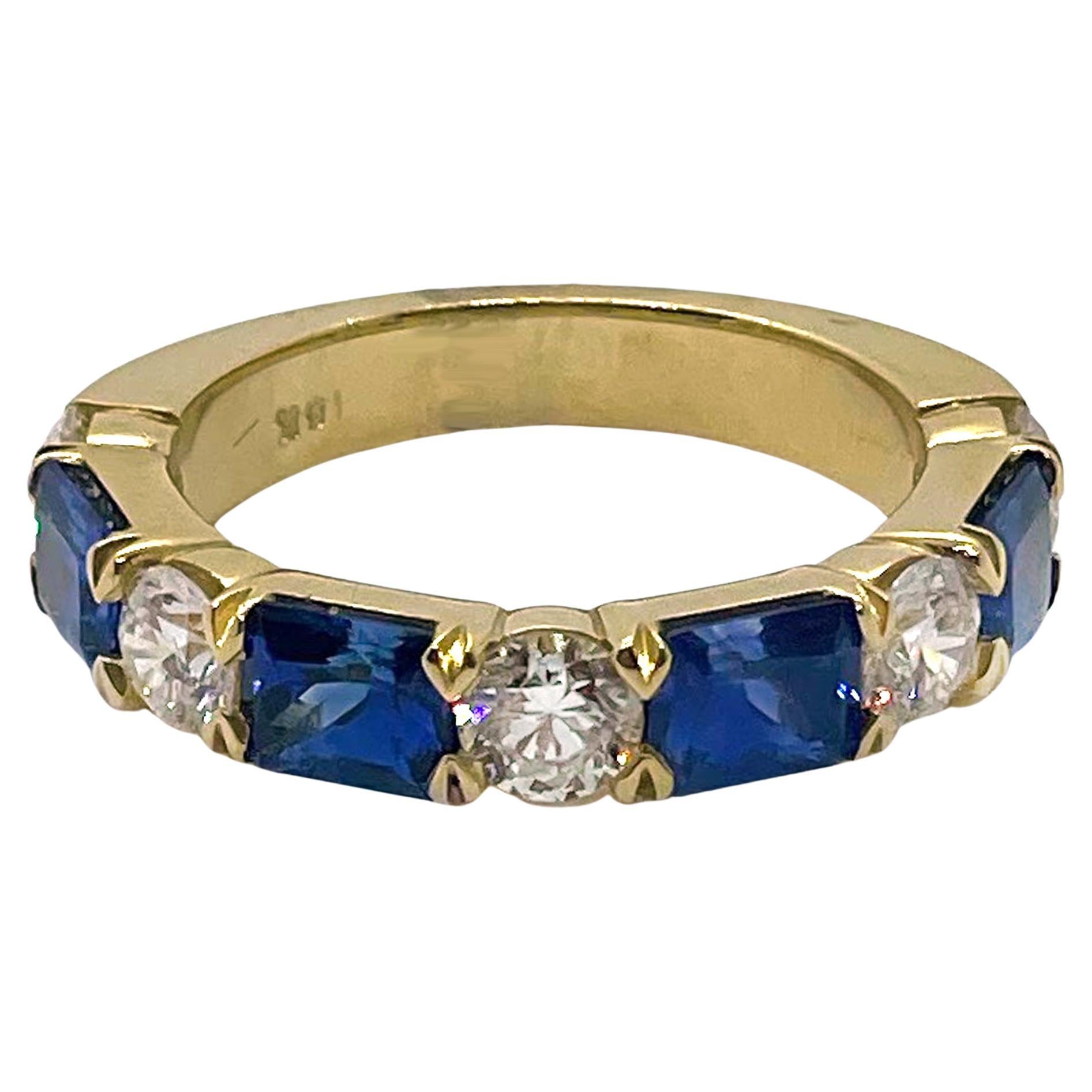 Baguette Diamond and Ceylon Color Sapphire Bracelet For Sale at 1stDibs
