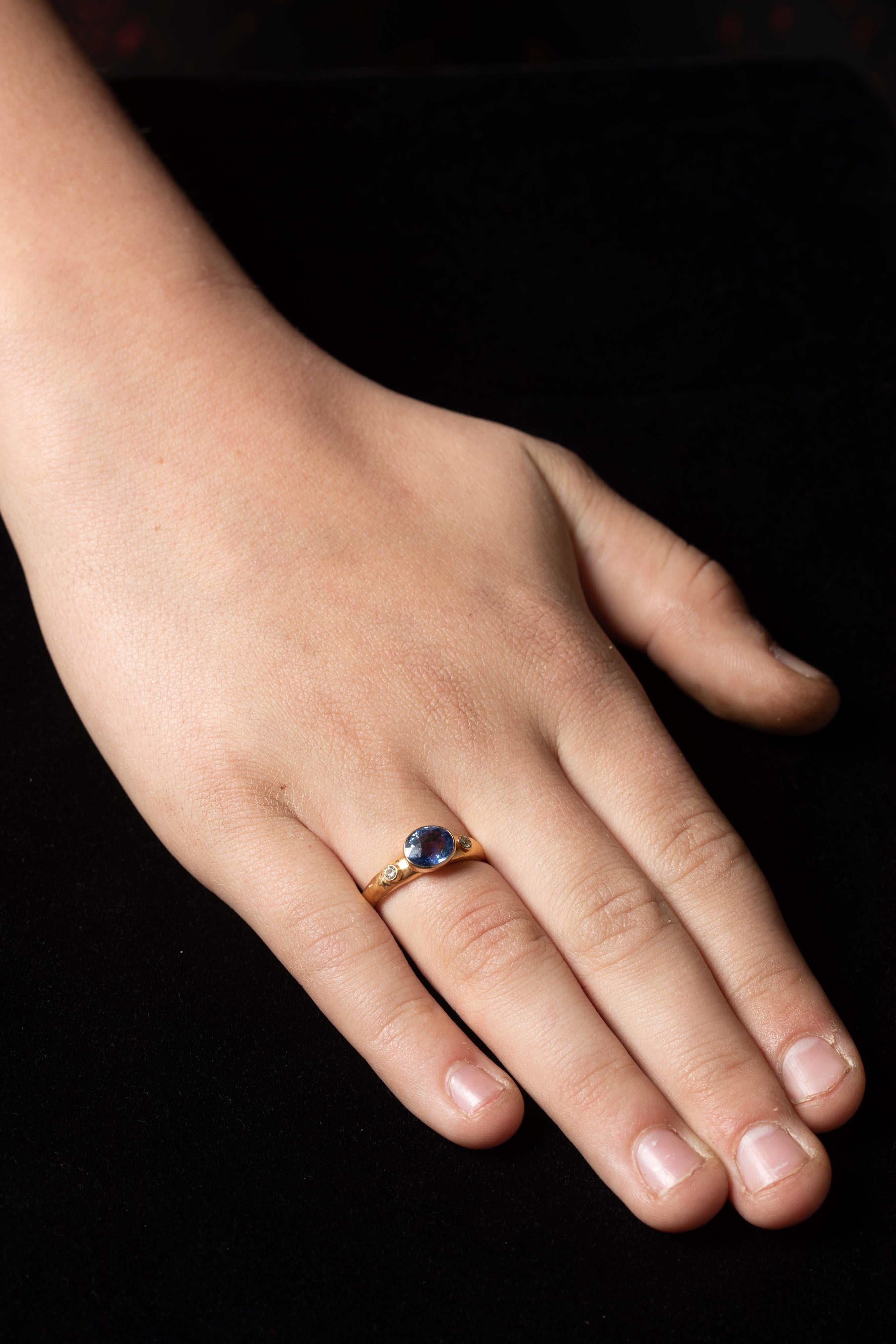 Ceylon Sapphire and Diamond Ring in 22K Gold at 1stDibs | 22k gold ring ...