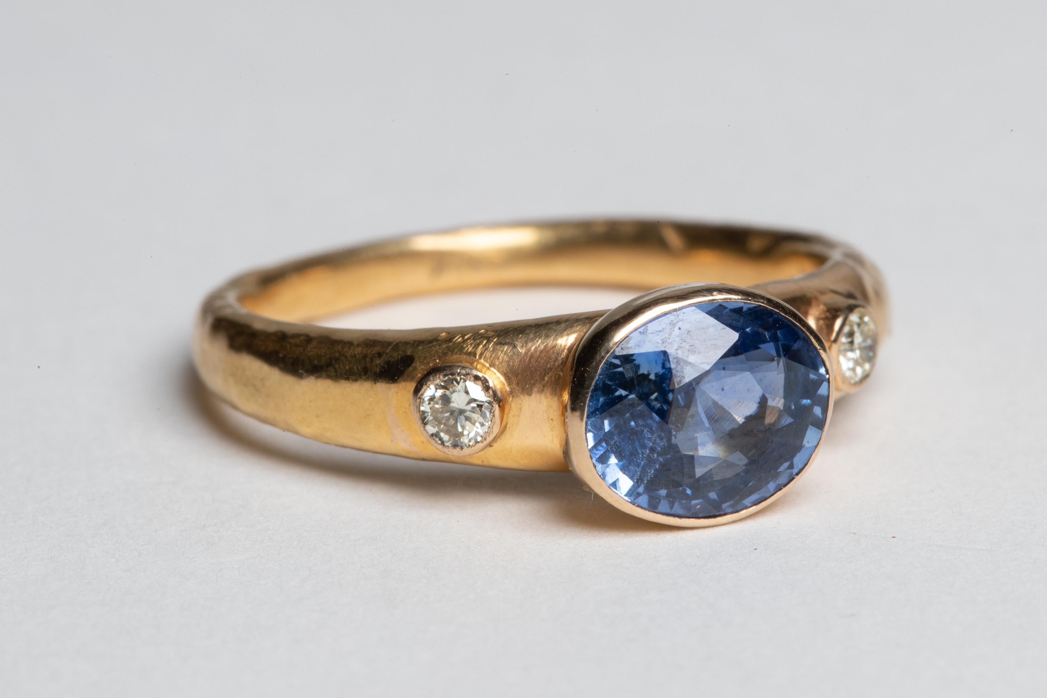 Ceylon Sapphire and Diamond Ring in 22K Gold at 1stDibs | 22k gold ring ...