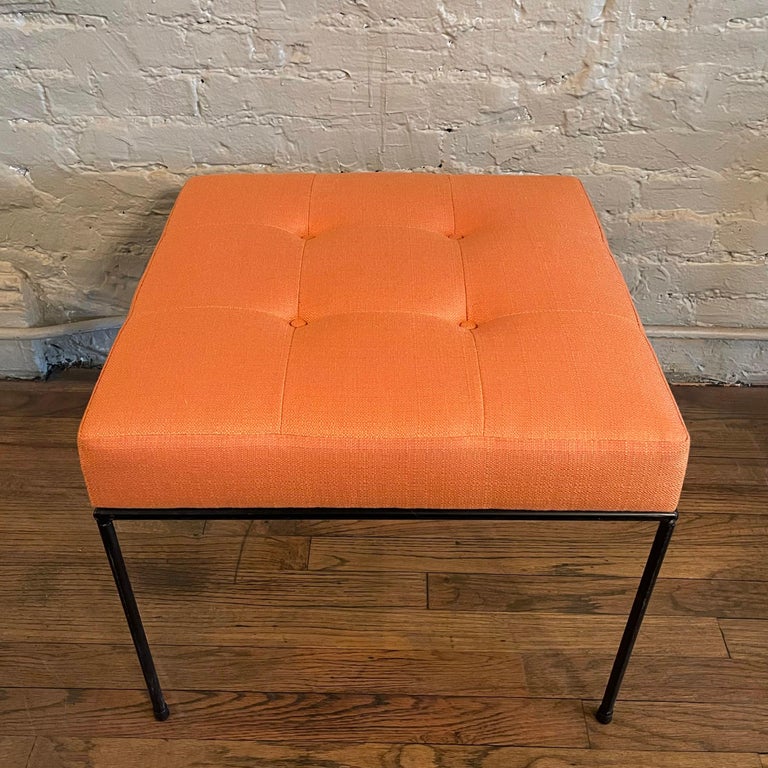 cFsignature Minimal Upholstered Wrought Iron Ottoman For Sale at 1stDibs