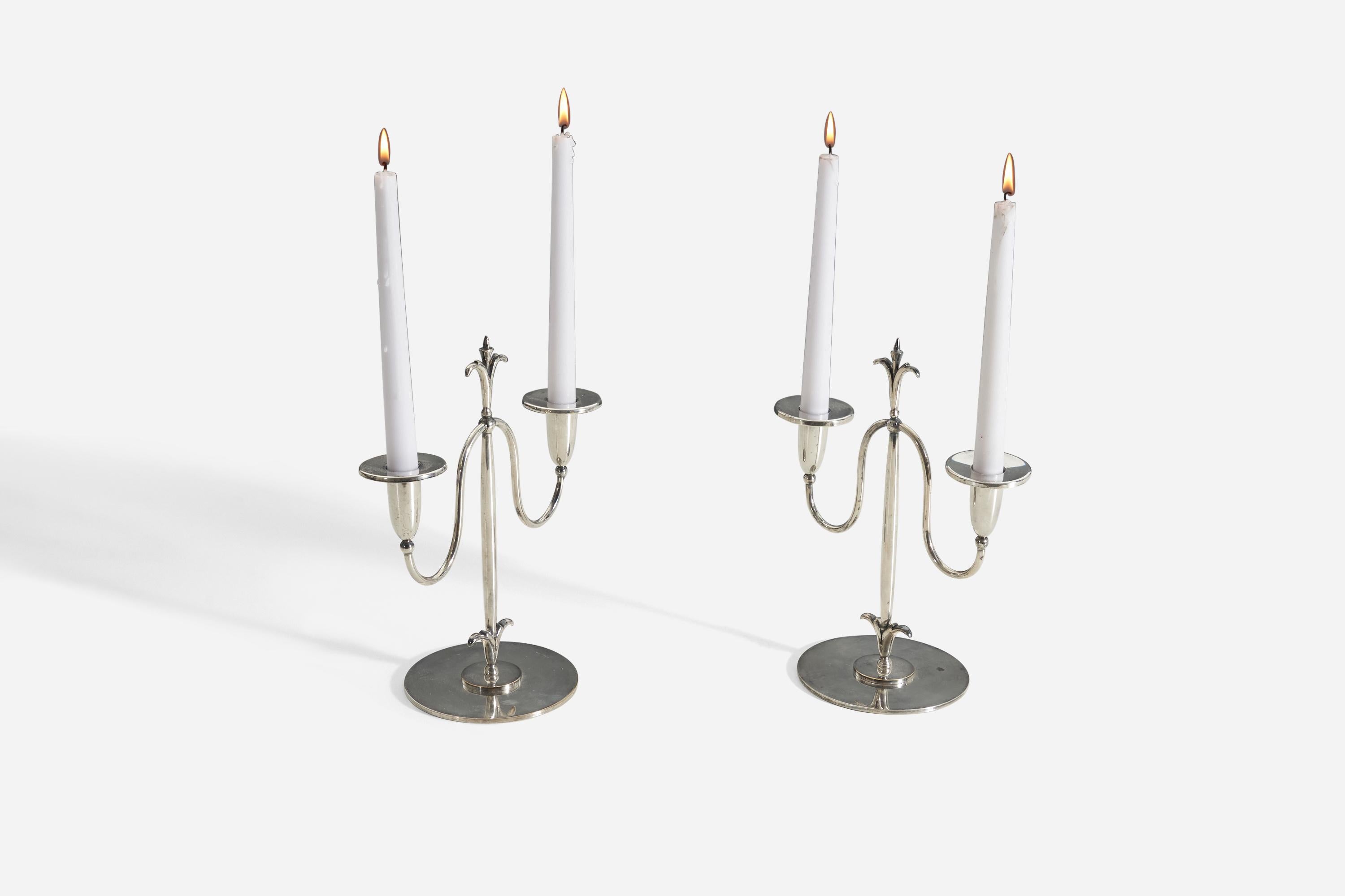 C.G. Hallberg, Candlesticks, Sterling Silver, Sweden, 1930s For Sale at ...