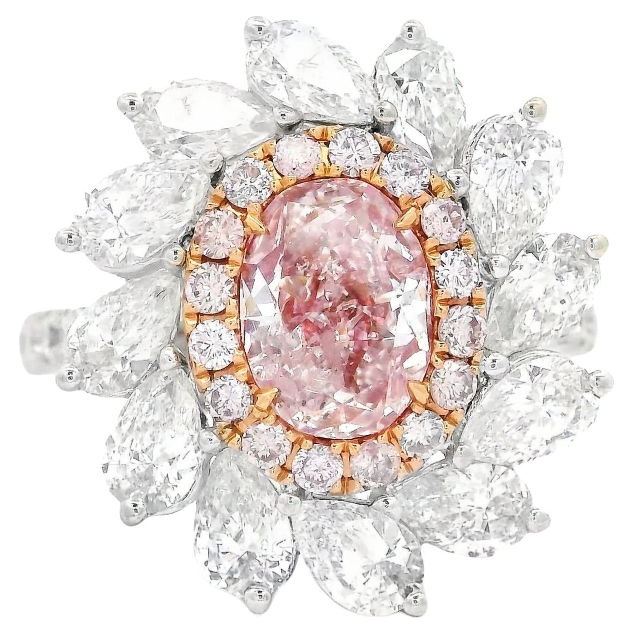 CGL Certified 1.249 Carat Faint Pink SI2 Clarity Diamond Ring For Sale ...