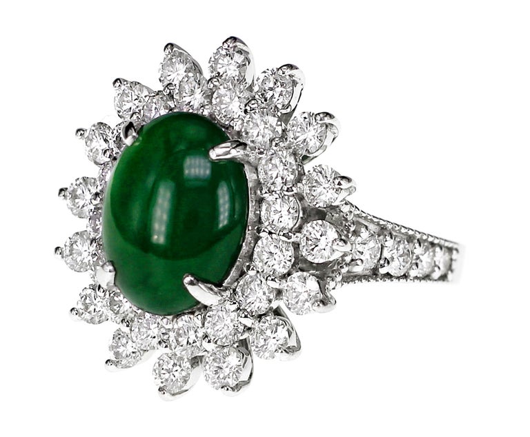 CGL Japan Lab Certified 4.03 Carat Jadeite 'Jade' Diamond Solitaire ...