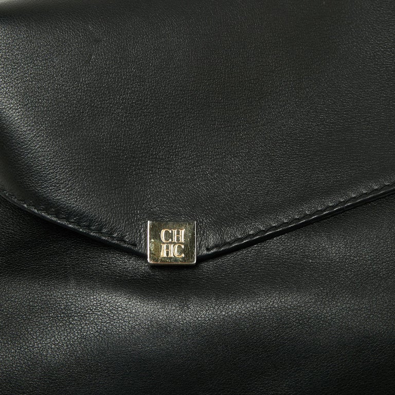 CH Carolina Herrera Black Leather Envelope Shoulder Bag For Sale at 1stDibs