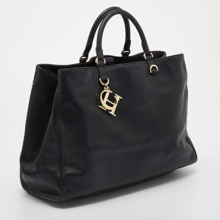 CH Carolina Herrera Black Leather Tote For Sale at 1stDibs
