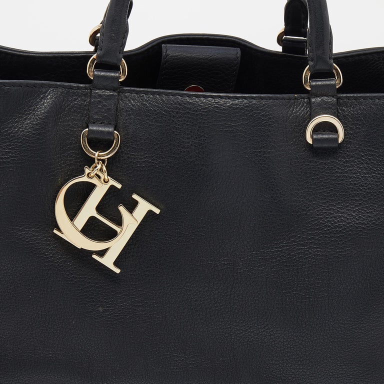CH Carolina Herrera Black Leather Tote For Sale at 1stDibs