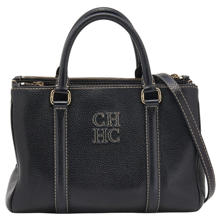 CH Carolina Herrera Black Leather Tote For Sale at 1stDibs