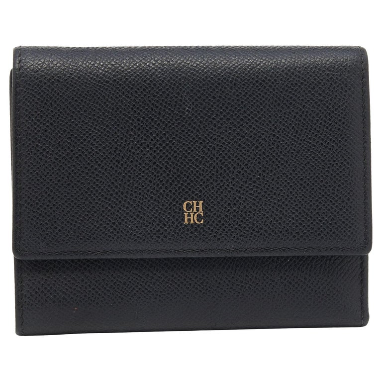 CH Carolina Herrera Black Leather Tri Fold Wallet For Sale at 1stDibs