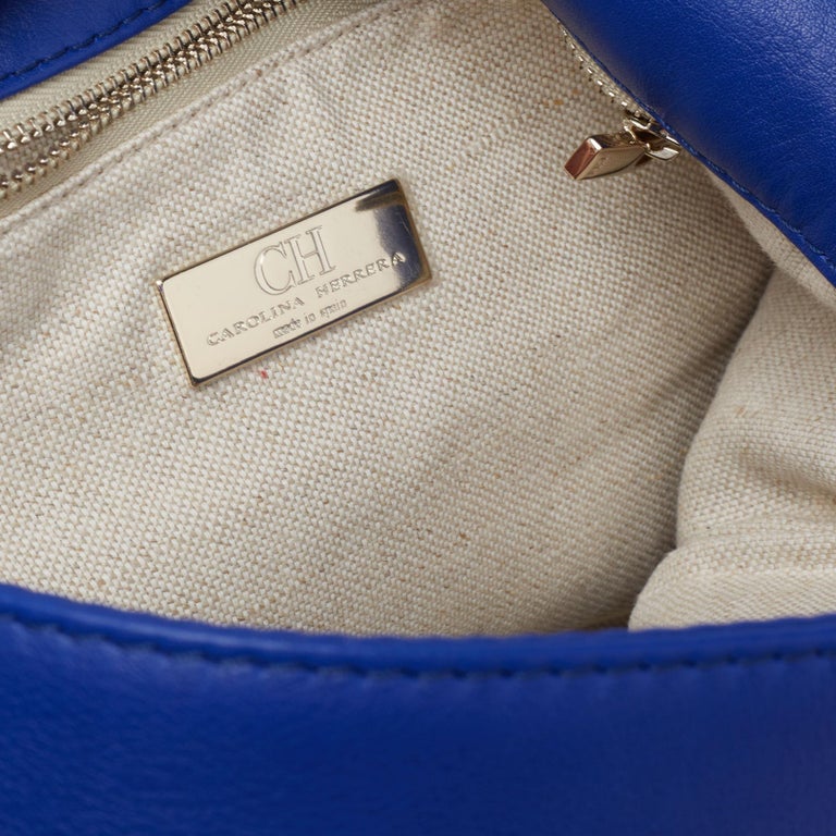 CH Carolina Herrera Blue Leather Envelope Flap Shoulder Bag at 1stDibs