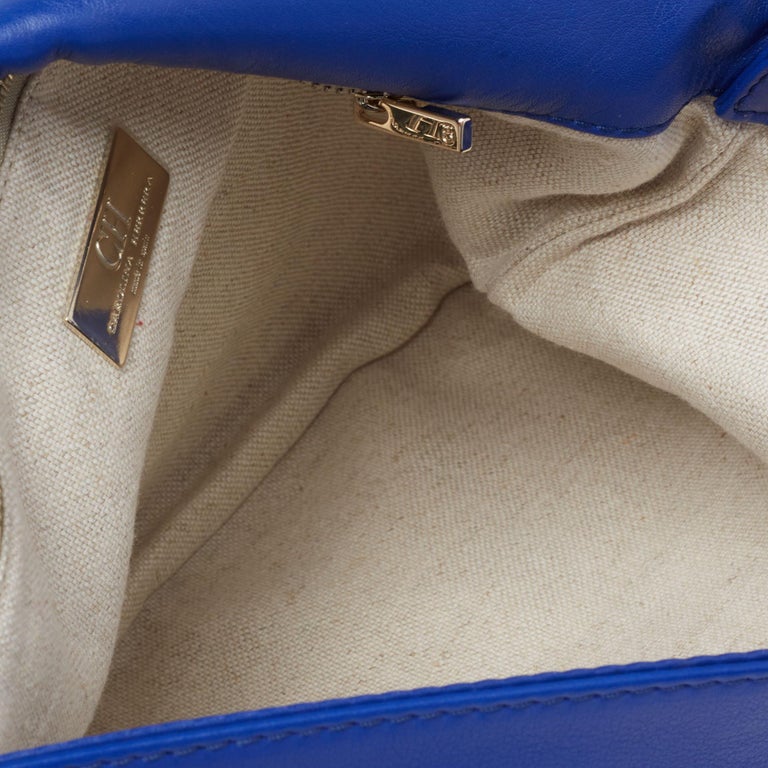 CH Carolina Herrera Blue Leather Envelope Flap Shoulder Bag at 1stDibs