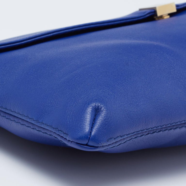 CH Carolina Herrera Blue Leather Envelope Flap Shoulder Bag at 1stDibs