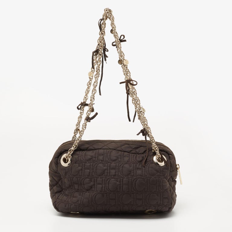 CH Carolina Herrera Brown Quilted Nylon Chain Shoulder Bag For Sale at ...
