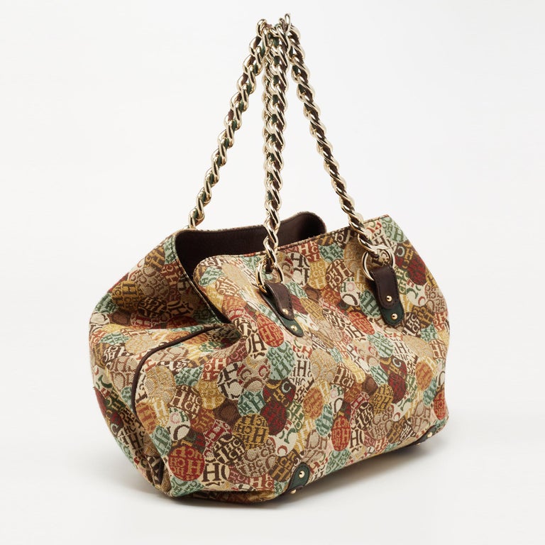 CH Carolina Herrera Multicolour Signature Print Fabric and Leather ...