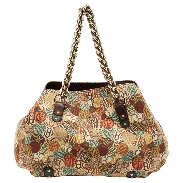 CH Carolina Herrera Multicolour Signature Print Fabric and Leather ...