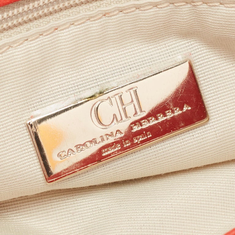 CH Carolina Herrera Red Monogram Embossed Leather Mini Audrey Shoulder ...