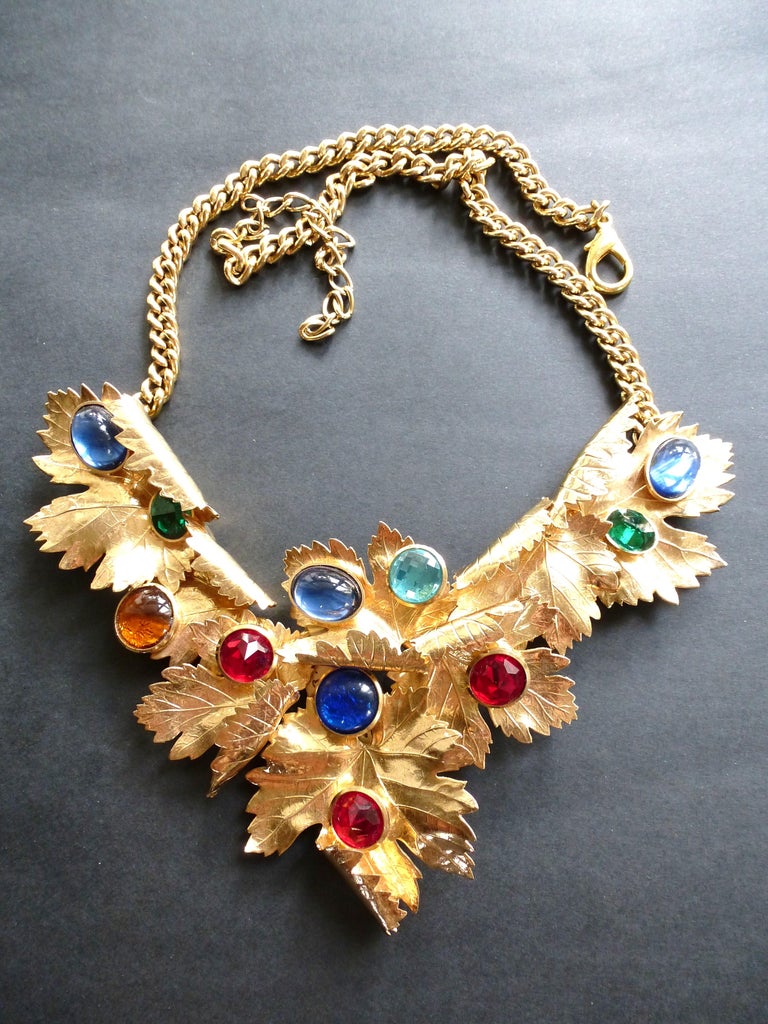 Ch. Dior maple leaves collier, sign. Ch. Dior Germany gold plated 1990s ...