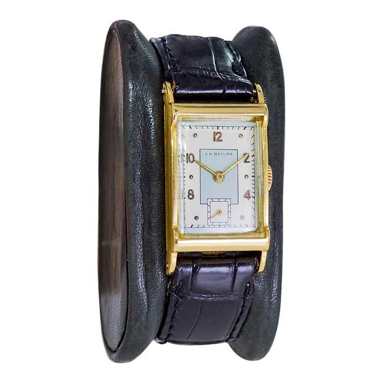 C.H. Meylan 18 Karat Yellow Gold Art Deco Watch Hand Constructed, circa ...