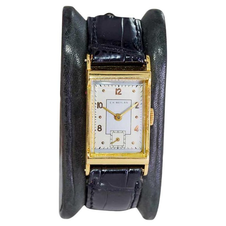 C.H. Meylan 18 Karat Yellow Gold Art Deco Watch Hand Constructed, circa ...