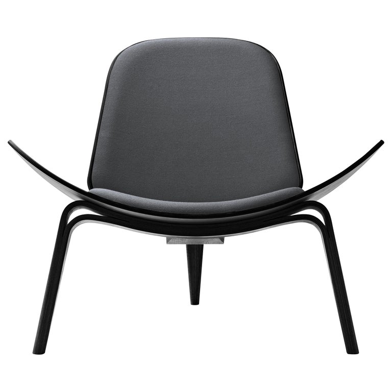 Customizable CH07 Shell Chair in Oak Painted Black with Foam Seat by ...