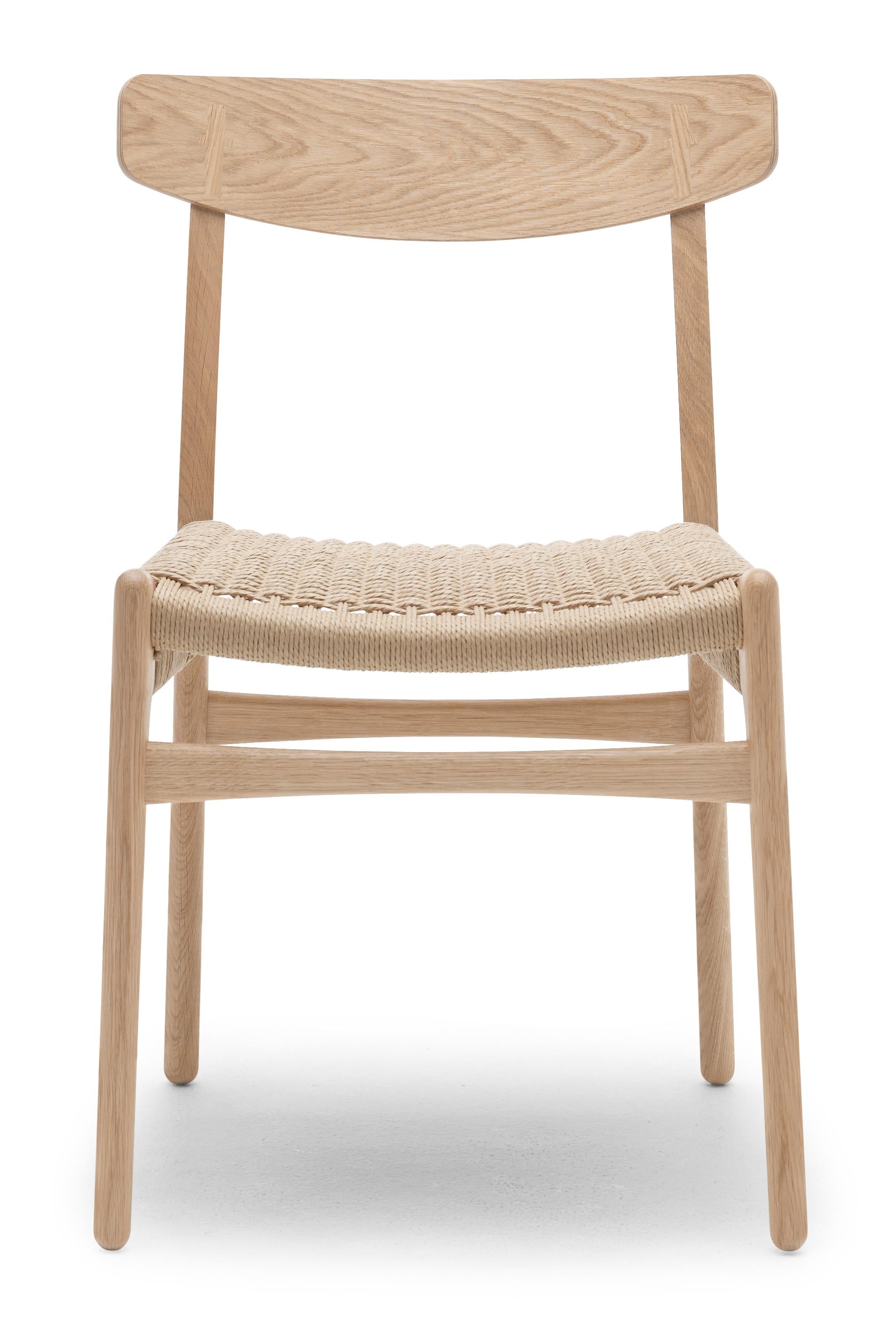 CH23 Dining Chair in White Oil with Natural Papercord Seat by Hans J ...