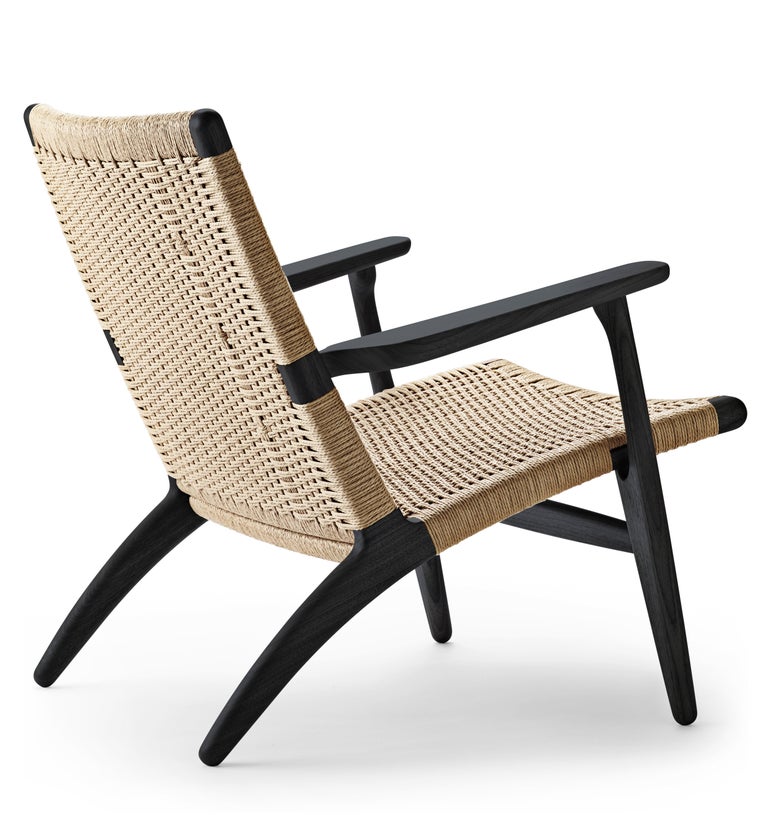 CH25 Easy Lounge Chair, Oak Painted Black w/ Natural Papercord by Hans J. Wegner For Sale at ...