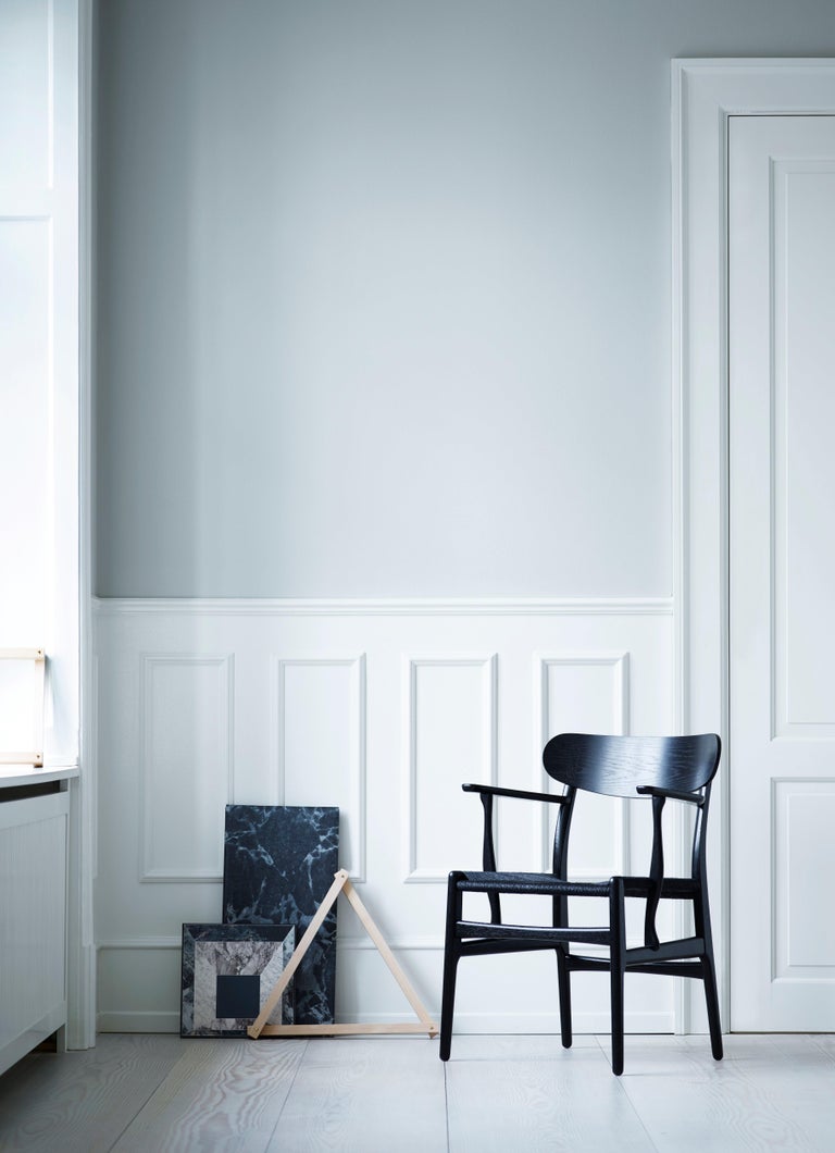 CH26 Dining Chair in Oak Painted Black and Black Papercord Seat by Hans ...
