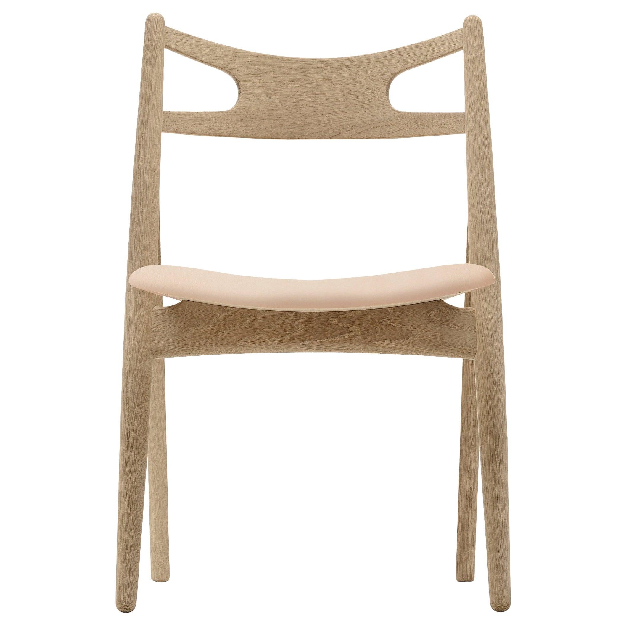 CH29p Sawbuck Chair in Oak Soap and Thor 325 Leather Seat by Hans J ...