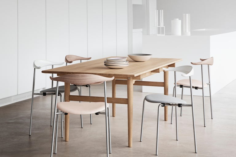 Customizable CH88P Dining Chair in Beech Painted Black with Steel Base ...
