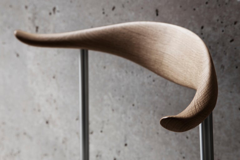 Customizable CH88P Dining Chair in Oak Smoked Stain with Steel Base by ...
