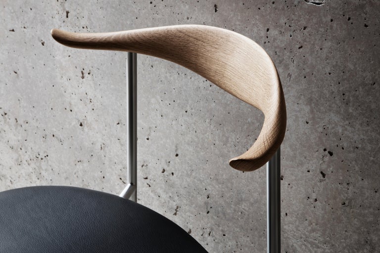 Customizable CH88P Dining Chair in Oak Smoked Stain with Steel Base by ...