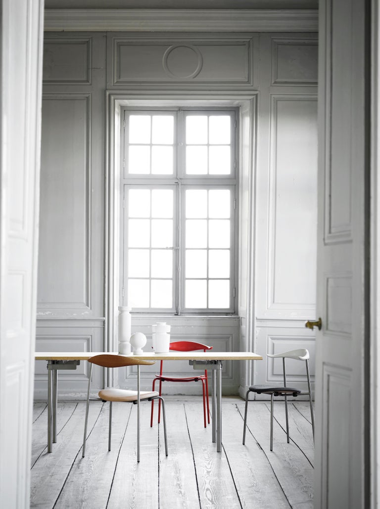 Customizable CH88P Dining Chair in Oak Smoked Stain with Steel Base by ...
