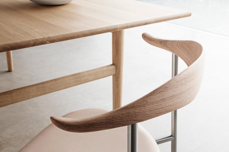 Customizable CH88P Dining Chair in Oak Smoked Stain with Steel Base by ...