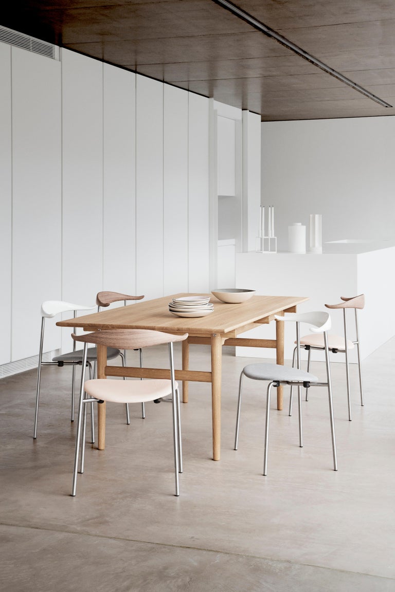 Customizable CH88P Dining Chair in Oak Smoked Stain with Steel Base by ...