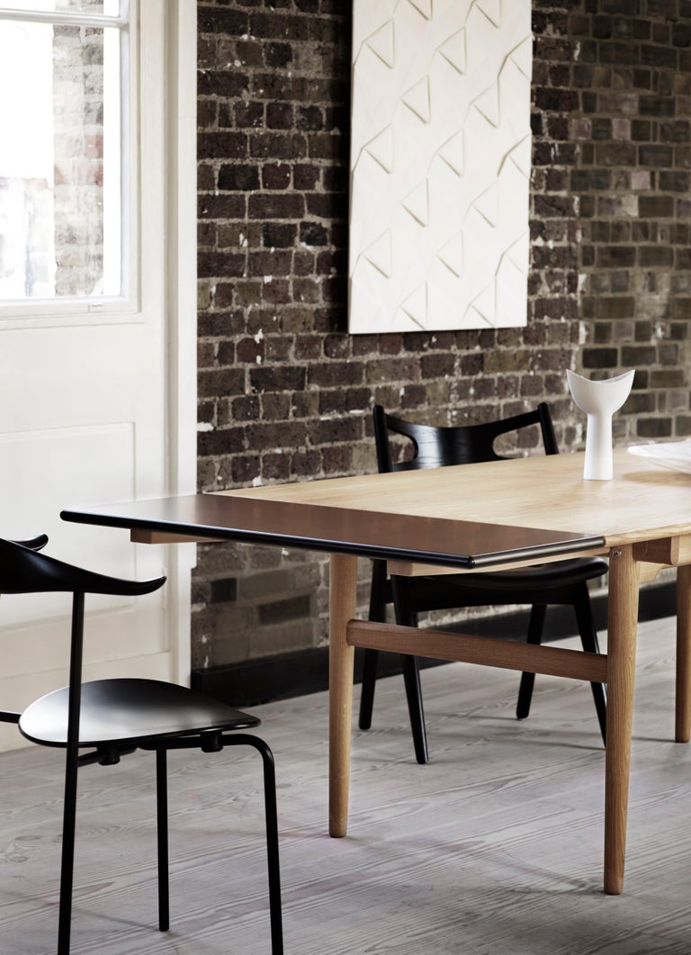 CH88T Dining Chair in Oak Oil and Black Powder Coated Steel Base by ...