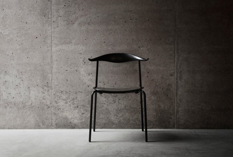 CH88T Dining Chair in Oak Oil and Black Powder Coated Steel Base by ...